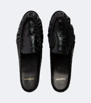 Saint Laurent Le Loafer Eel Leather Mules - Black