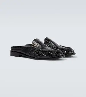Saint Laurent Le Loafer Eel Leather Mules - Black