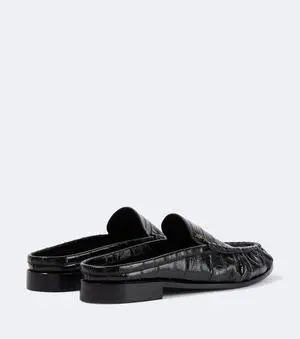 Saint Laurent Le Loafer Eel Leather Mules - Black