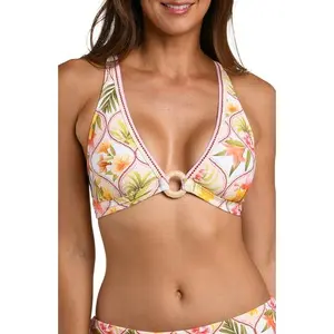 La Blanca Palm O-ring Bikini Top - White Multi