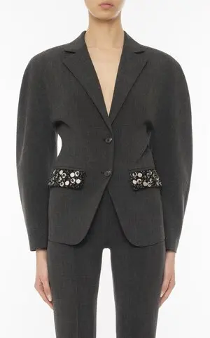 DES_PHEMMES Embellished Blazer - Dark Grey