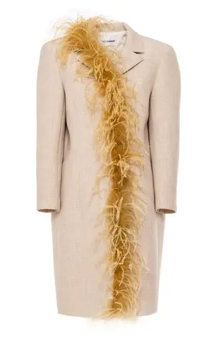 DES_PHEMMES Feathered Car Coat - Light Grey
