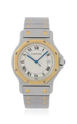 STEPHANIE WINDSOR Cartier Santos Octagon Vintage Watch - Silver