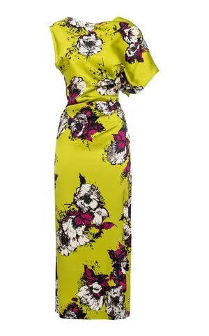 DES_PHEMMES Printed Stretch-Satin Midi Dress