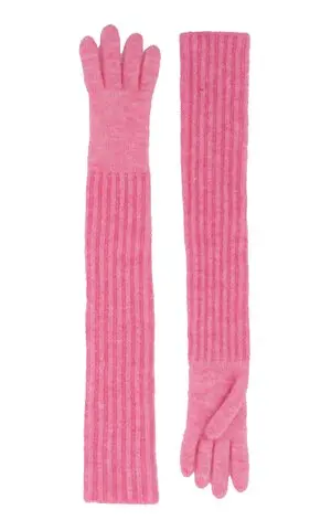 DES_PHEMMES Elbow-Length Mohair Gloves Pink