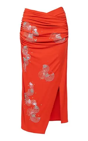 DES_PHEMMES Embellished Wrap Midi Skirt - Orange