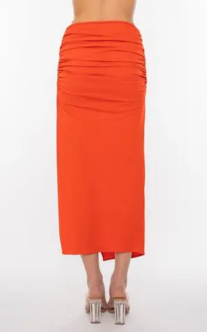 DES_PHEMMES Embellished Wrap Midi Skirt - Orange