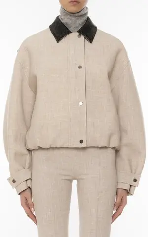 DES_PHEMMES Workwear Bomber Jacket - Light Grey