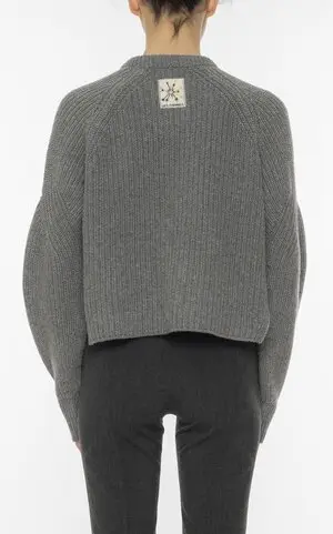 DES_PHEMMES Bow-detailed Sweater - Light Grey