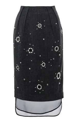 DES_PHEMMES Embellished Pencil Skirt - Dark Grey