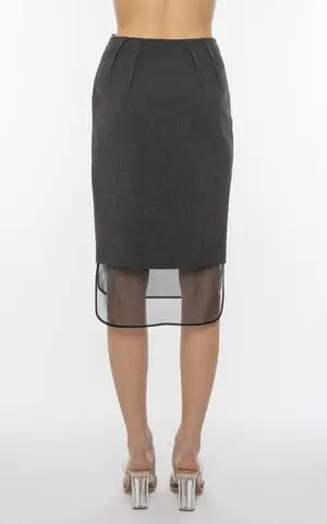 DES_PHEMMES Embellished Pencil Skirt - Dark Grey
