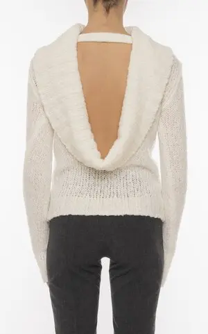 DES_PHEMMES Backless Wool-blend Sweater - White
