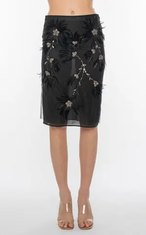 DES_PHEMMES Embellished Sheer Knee-length Skirt