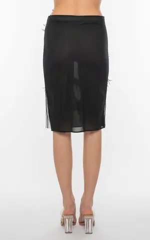DES_PHEMMES Embellished Sheer Knee-length Skirt