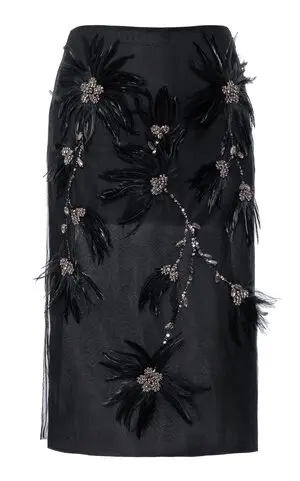 DES_PHEMMES Embellished Sheer Knee-length Skirt - Black