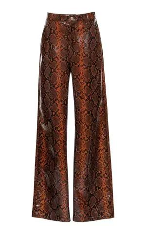 DES_PHEMMES Snake-embossed Wide-leg Trousers - Red