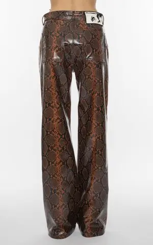 DES_PHEMMES Snake-embossed Wide-leg Trousers - Red