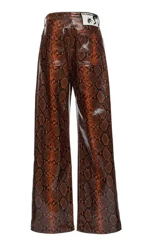 DES_PHEMMES Snake-embossed Wide-leg Trousers - Red