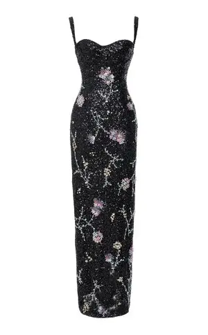 DES_PHEMMES Embellished Maxi Dress - Black