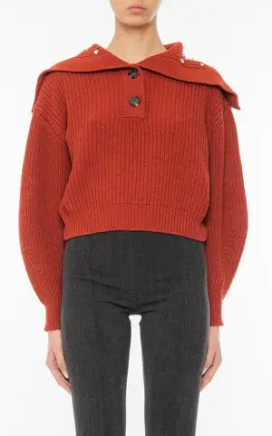 DES_PHEMMES Embellished Wool-blend Pullover - Red