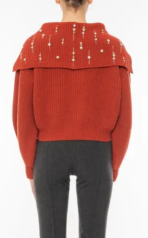 DES_PHEMMES Embellished Wool-blend Pullover - Red