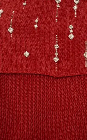 DES_PHEMMES Embellished Wool-blend Pullover - Red