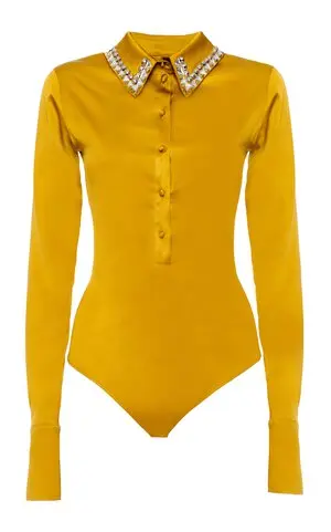 DES_PHEMMES Embellished Polo Bodysuit - Gold