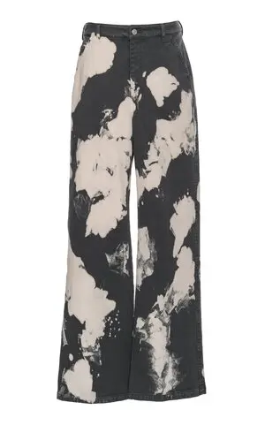 DES_PHEMMES Low-rise Wide-leg Stretch-cotton Drill Pants - Grey