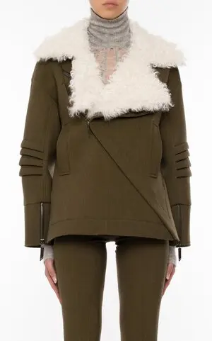 DES_PHEMMES Fur-trimmed Parka - Dark Green