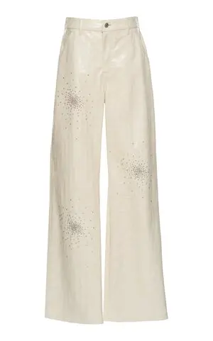 DES_PHEMMES Croc-embossed Wide-leg Pants