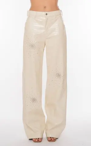 DES_PHEMMES Croc-embossed Wide-leg Pants