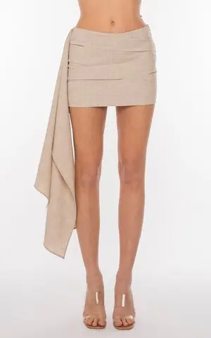 DES_PHEMMES Draped Mini Skirt - Light Grey