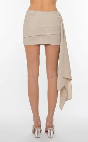 DES_PHEMMES Draped Mini Skirt - Light Grey