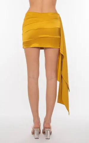 DES_PHEMMES Draped Stretch-satin Mini Skirt