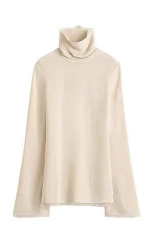 TOTEME Raw-hem Crepe Turtleneck Top - White