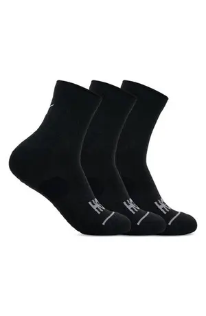 HOKA Run 3-Pack Quarter Socks Black/black/black