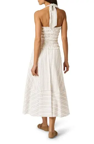 Adrianna Papell Smocked Halter Midi Dress