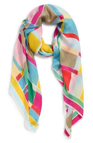 Echo Painted Plaid Wrap - White Multi