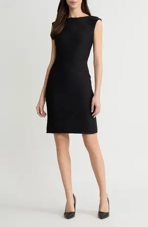 KASPER Textured Sleeveless Sheath Dress - Black