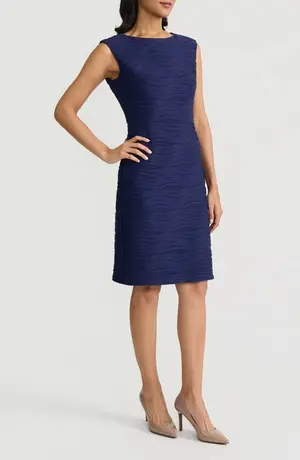 KASPER Textured Sleeveless Sheath Dress
