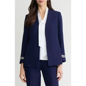 KASPER Collarless Open-front Jacket