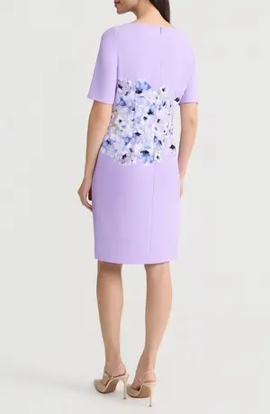 KASPER Floral Print Sheath Dress - Lavndr Mist