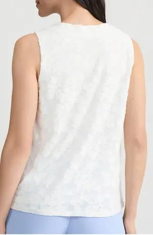 KASPER Burnout Floral Sleeveless Top - Lily White