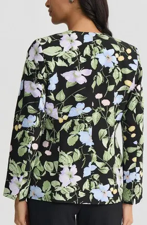 KASPER Floral Print One-button Jacket