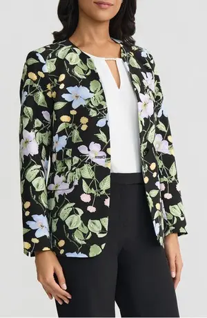 KASPER Floral Print One-button Jacket