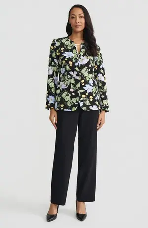 KASPER Floral Print One-button Jacket