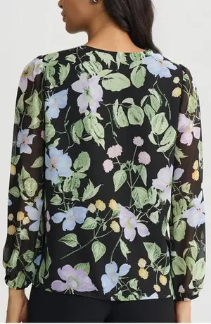 KASPER Floral Print Ruffle Blouse