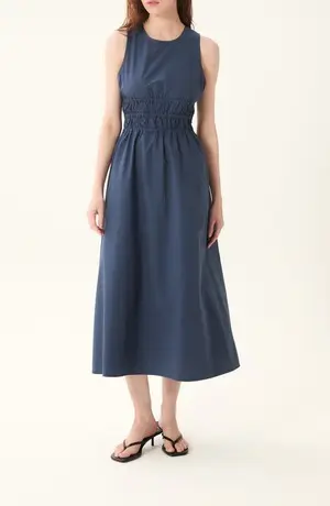 Deluc Turchi Smocked Sleeveless Maxi Dress - Navy