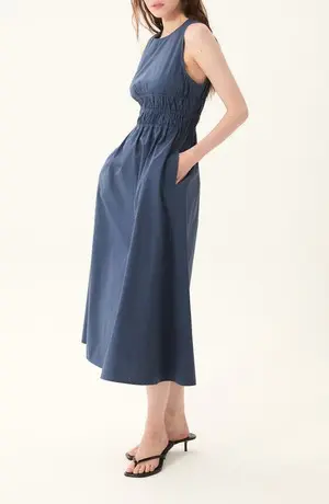 Deluc Turchi Smocked Sleeveless Maxi Dress - Navy