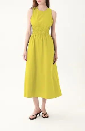 Deluc Turchi Smocked Sleeveless Maxi Dress - Yellow